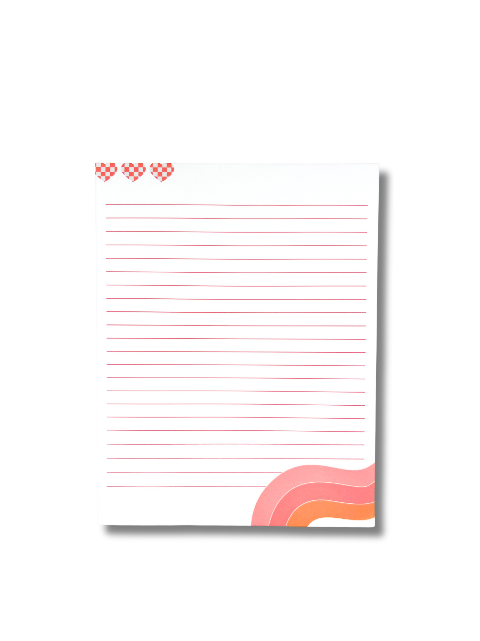 Retro Hearts Large Lined Notepad – Cute Aesthetic Writing Pad ...